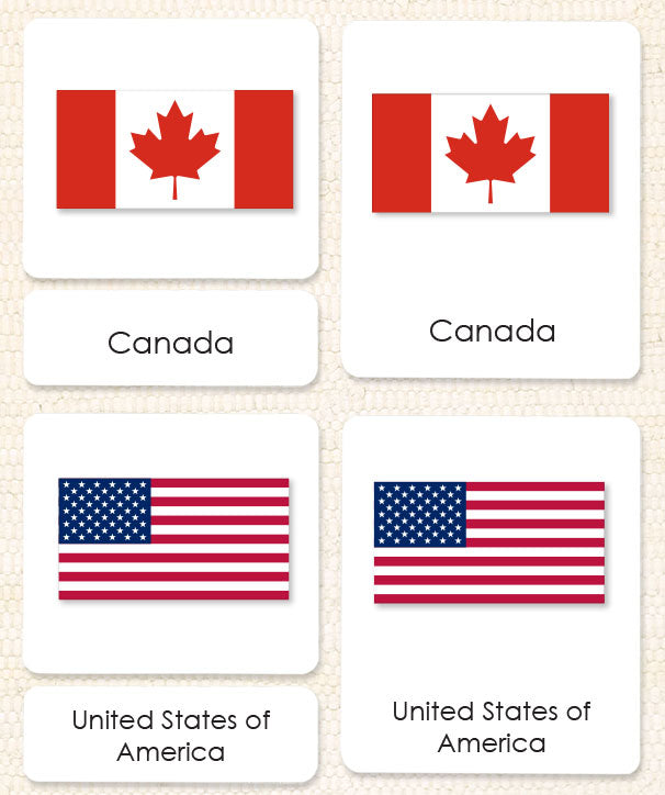 Flags of North America 3-Part Cards