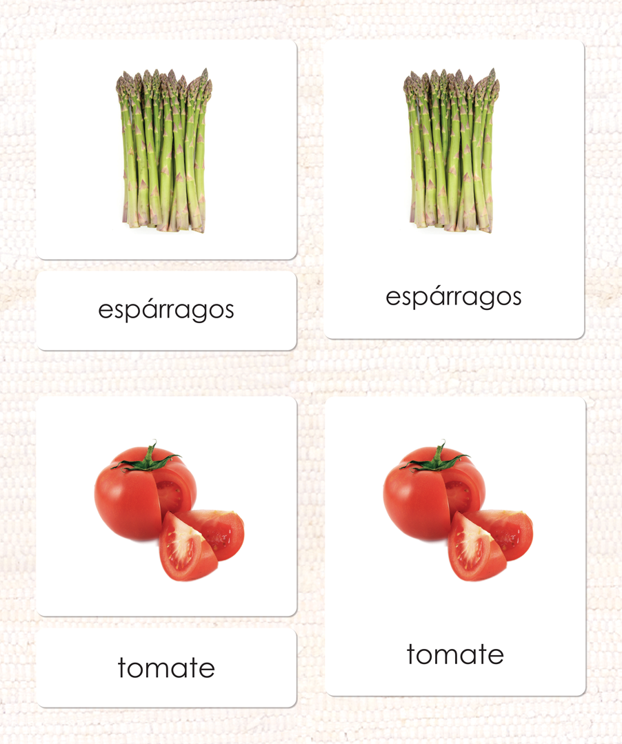 Vegetables Montessori 3-Part Cards/Vegetales