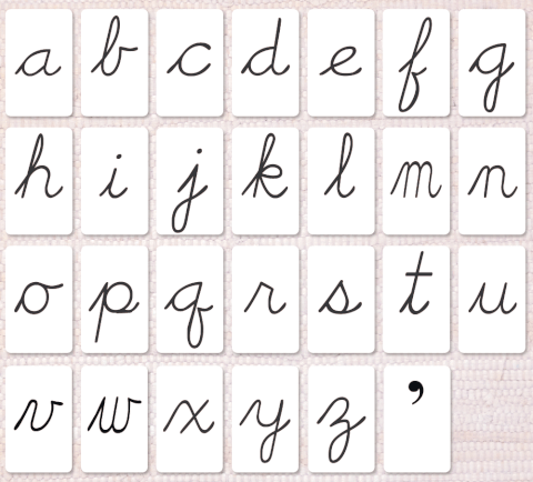 Black Cursive Montessori Movable Alphabet – Maitri Learning