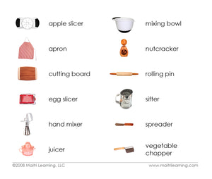 Child's Kitchen Montessori 3-Part Cards