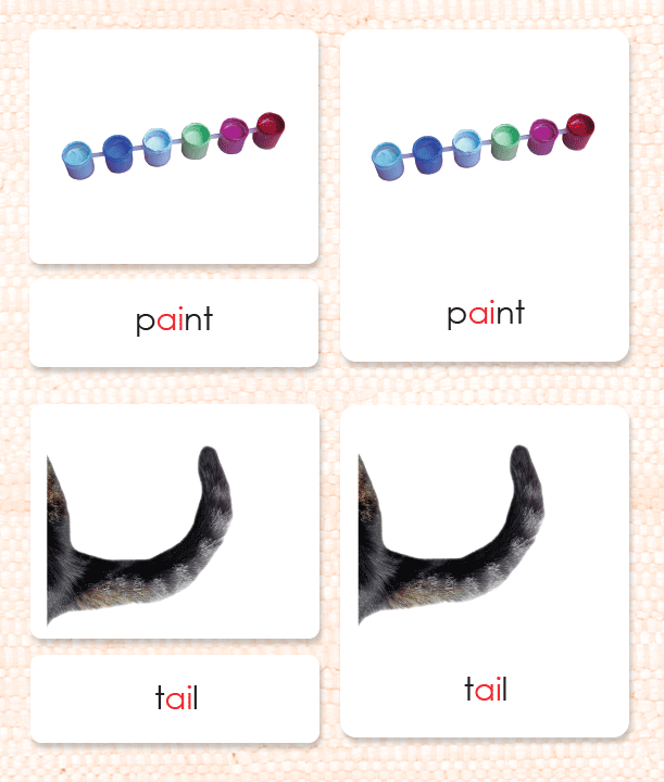 Montessori Phonogram 3-Part Reading Cards