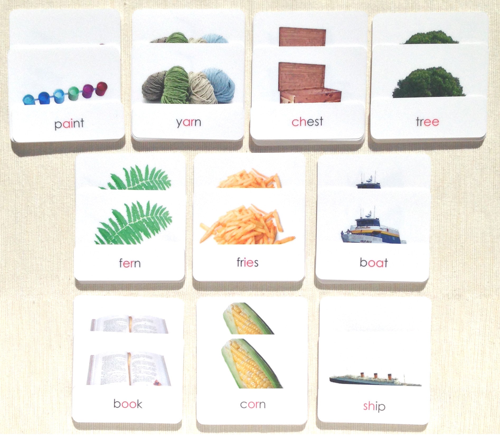 Montessori Phonogram 3-Part Reading Cards: Green Sandpaper Letters ...