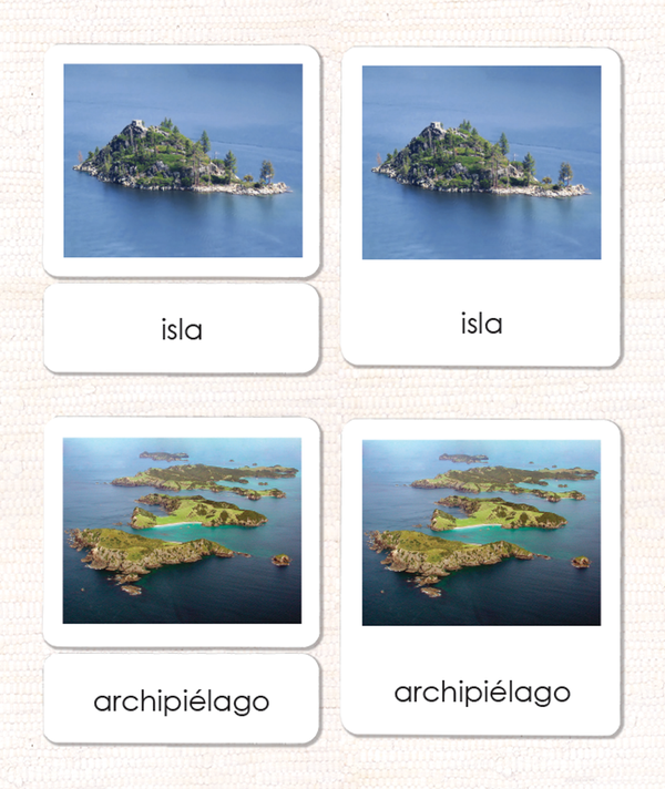 Spanish Montessori Land & Water 3-Part Reading